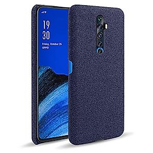 LUSEHNG Case for Oppo Reno2 Z/F, Solid Color Canvas Smartphone Cover for Oppo Reno2 Z/F, Slim Duaable Lightweight - Blue
