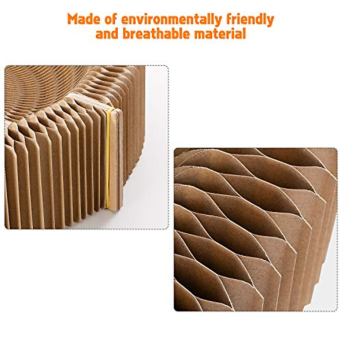 Collapsible Cat Scratcher Lounge Bed, Cardboard Cat Bed, Corrugated Pet Scratcher Pad, Round Cat Scratching Bed Nest for Indoor Big Large Kitty Kitten Cats