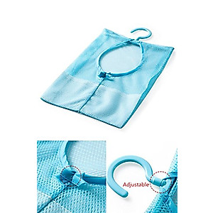 yueton 3pcs Colorful Hanging Mesh Bag, Bathroom Shower Storage Organizer Set Hamper Bag Closet Rack Clothes Clip Collection Bag