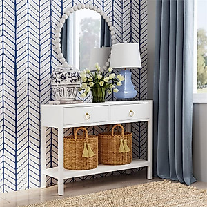 BOWERY HILL Modern 44" Two Drawer Wood Console Table - White
