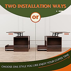 WLIVE Lift Top Coffee Table with Storage,Small Coffee Table with Drawers for Living Room,Hidden Compartment and Open Shelf,Central Table for Reception Room,Espresso