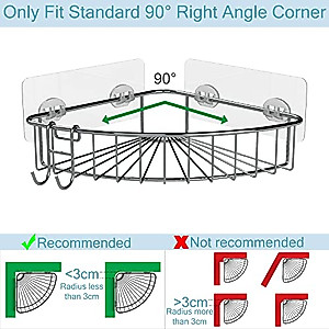 STARICH Shower Shelf for inside Shower, Shower Shelf Corner, Shower Corner Caddy, Adhesive Shower Caddy, Shower Wall Caddy, Stainless Steel Shower Caddy Suction No Drill Bathroom Storage 2 Pack Silver