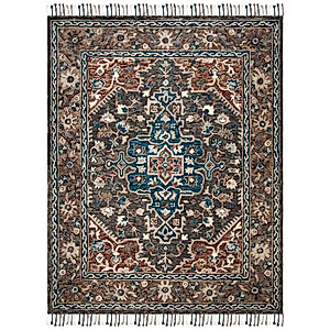 SAFAVIEH Aspen Collection Area Rug - 8' x 10', Charcoal & Light Brown, Handmade Boho Braided Tassel Wool, Ideal for High Traffic Areas in Living Room, Bedroom (APN112A)