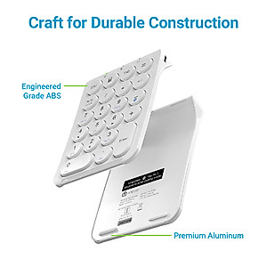 iClever Number Pad, KP08 Bluetooth Number Pad, Ultra Slim and Lightweight, USB-C Charge, Number Pad for Laptop, iPad, Mac, iMac, Tablet, PC Desktop