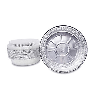 (60 Pack) Premium 7-Inch Round Foil Pans with Plastic Dome Lids l Heavy Duty l Disposable Aluminum Tin for Roasting, Baking, or Cooking