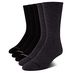 Reebok Men's Cushioned Comfort Athletic Performance High Crew Socks (5 Pack), Size 6-12.5, Lead Grey