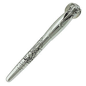 erofa Fuliwen Rollerball Pen, Silver Stainless Steel Body Elephant Pattern Gift Pen