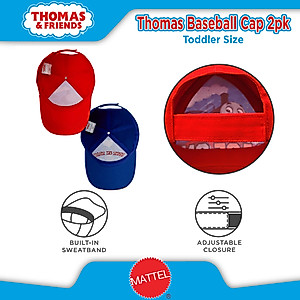 Nickelodeon Boys’ Thomas & Friends Baseball Cap – 2 Pack Thomas The Tank Engine Hat for Toddlers, Size Ages 2T-4T, Thomas Red/Blue