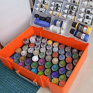 1set Model Paint Organizer with 60 Holes (Diameter 32.5mm) Pigment Bottle Storage Suitcase Dual-layer Portable Box SN03S Miniature Paint Storage