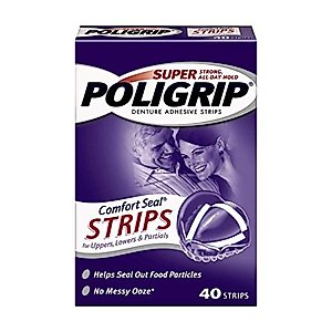 Super Poligrip Strips Size 40 Ct Poligrip Strong All Day Comfort Seal Denture Adhesive Strips