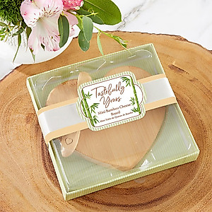Kate Aspen 4PCS Tastefully Yours Heart Shaped Bamboo Cheese Board, Miniature Cutting Board, Favors Decorations Guest Gifts for Wedding, Bachelorette, Bridal Shower & More