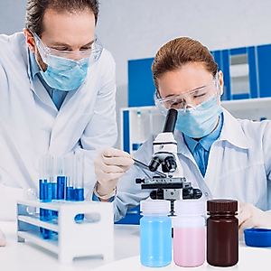 UMETASS 1 oz Wide Mouth Lab Reagent Bottle, Laboratory Grade Chemical Container, Sealed Leak-proof Translucent HDPE Bottle, Pill Bottle, Water Sample Bottle(5 Pcs)