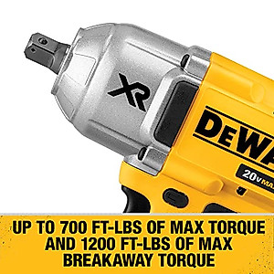 DEWALT 20V MAX* XR Impact Wrench Kit, Brushless, High Torque, Detent Anvil, 1/2-Inch (DCF899P1)