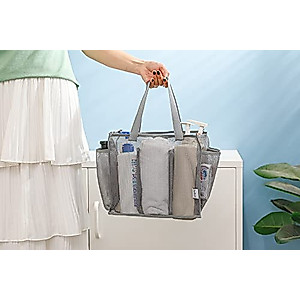 Jelier Mesh Shower Caddy Tote Basket,Hanging Portable Toiletry Bag for Bathroom Accessories (blue)