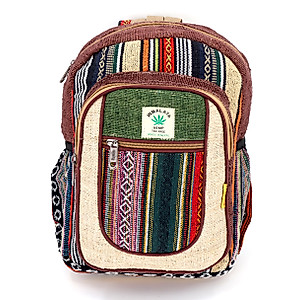 Unique design Himalaya Hemp Hippie Backpack Festival Backpack Hiking Backpack FAIR TRADE Handmade with Love. (BROWN)
