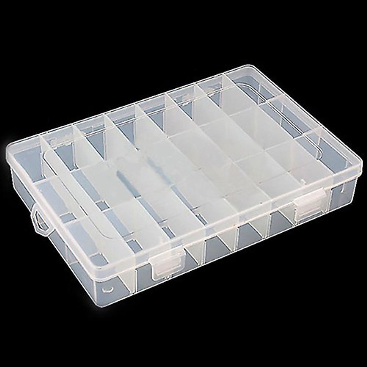 prettDliJUN Useful 24 Compartments Clear Plastic Storage Box Bin Jewelry Earring Case Container Tablet case