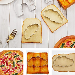 Metal Cookie Cutter Set Rainbow Cloud Cookie Cutters Stainless Biscuit Molds Fondant Cutter Set DIY Baking Pin 1st Birthday Cake Star Teddy Bear Moon Cookie Cutter for Kitchen Baking (Cool,5 Pcs)