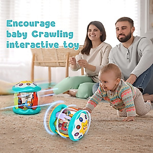 KGINAB Light Up Toys for Babies 6-12 Months, Musical Rotating Projector, Infant Early Education Developmental Learning Crawling for Baby Boy Girl 0-6 3-6 12-18 Months