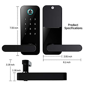 Smart Door Lock,Electronic Digital Bluetooth Smart Deadbolt,Keyless Entry Door Lock with Keypads,Gateway Hub Included, Work with Alexa and Google Home,Smart Life APP,Code for Home Apartment