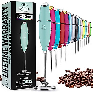 Zulay Powerful Milk Frother Handheld Foam Maker for Lattes - Whisk Drink Mixer for Coffee, Mini Foamer for Cappuccino, Frappe, Matcha, Hot Chocolate by Milk Boss (Fresh Mint)