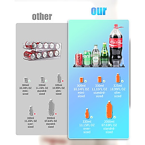 FanFolou Soda Can Organizer for Refrigerator - Self Pushing Drink Organizer for Fridge, Width Adjustable, Drink Dispenser for Fridge, Pantry, Kitchen(3 Row,12.2 Inch)