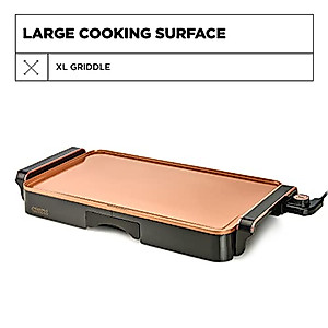 CRUX Electric Griddle with Nonstick Ceramic Coating, Cool-Touch Handles, and Slide-Out Drip Tray - Indoor Grill for Breakfast, Eggs, Pancakes, and Burgers