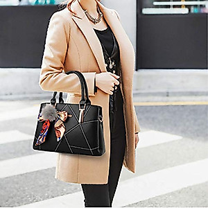 XingChen Womens Leather Handbags Purses Top-handle Totes Satchel Shoulder Bag for Ladies With Pompon and Bowknot White