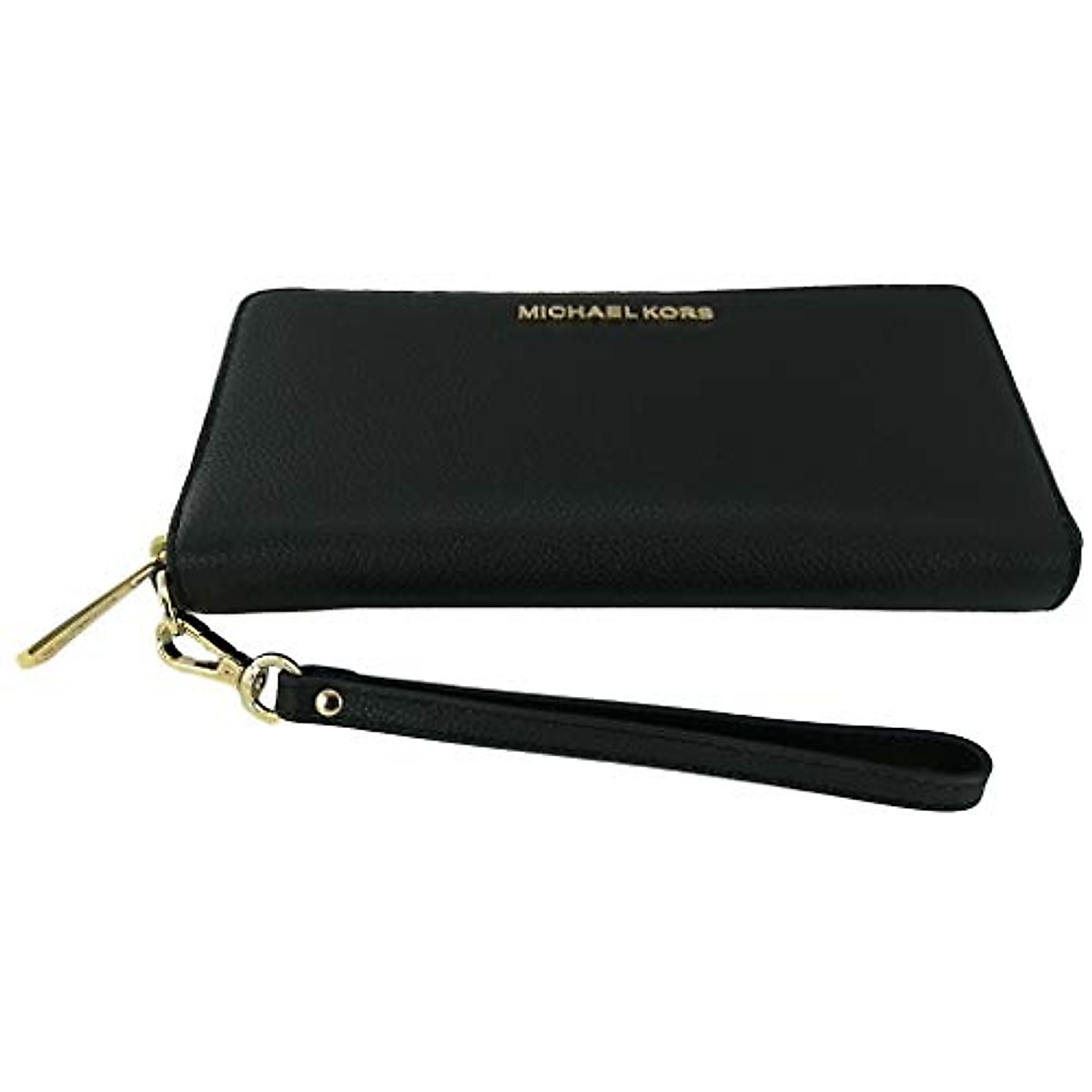 Michael Kors Jet Set Travel Continental Leather Wallet/Wristlet - Black/Gold, Medium