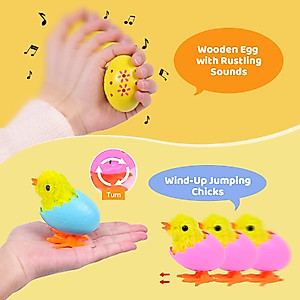 Newchin 9 Pcs Baby My First Easter Basket, Pre-Made Easter Basket Stuffers Toys for Easter Party Favors, Plush Easter Gifts for Toddlers Girls Boys - Includes Bunny Headband