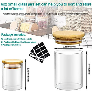 Nialnant 12 Pcs Glass Spice Jars with Bamboo Lids, 6oz Small Glass Jars with Labels & Pen, Glass Storage Jars for Kitchen Tea Coffee Sugar Nuts