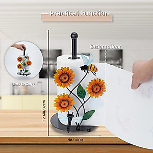 Sunflower Paper Towel Holder Countertop- DyPinYise Sunflower Kitchen Accessories Decor Yellow Kitchen Decorations Towel Stand Gifts for Women, Christmas, Bathroom