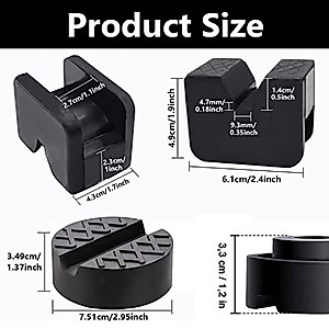 Dianrui 4PCS(2 Pairs) V-Groove and Round Shape Heavy Duty Jack Rubber Pad Adapter Fit for Jack Stand,Black Universal Rubber Slotted Frame Rail Pinch welds Protector K1-O-029-4
