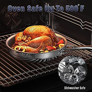 Cooks Standard Multi-Ply Clad Stainless Steel Saute Pan 10.5 Inch, 4 Quart Deep Frying Pan Skillet with Lid, Induction Cookware, Stay-Cool Handle