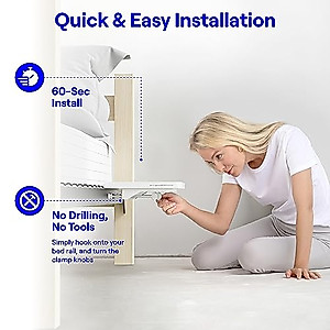 BedShelfie Bedside Shelf for Bed & Top Bunk- College Dorm Room Essentials, Loft Bed Accessories, Clip On Nightstand Snack Organizer, Floating Bed Side Table Tray Shelfie Caddy - DormEssential, White