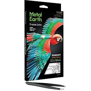 Metal Earth Fascinations Premium Series Jubilee Macaw Parrot 3D Metal Model Kit Bundle with Tweezers