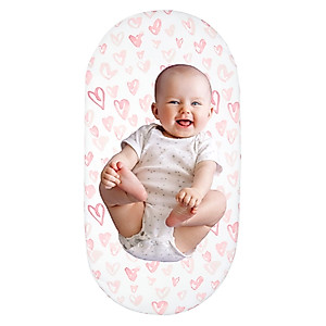 Apone Fatu Moses Basket Baby Sheet Bassinet Set 2 Pack Sheet Cradle Fit for Halo Bassinet Swivel Sleeper Fitted Hourglass Bassinet Mattress Sheet (16.5" x 32", Flower+Love)