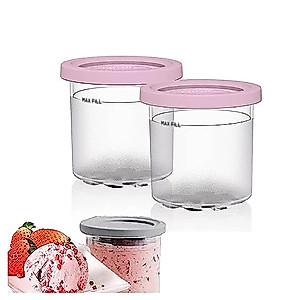 EVANEM 2/4/6PCS Creami Deluxe Pints, for Ninja Pints with Lids,16 OZ Creami Deluxe Dishwasher Safe,Leak Proof for NC301 NC300 NC299AM Series Ice Cream Maker,Pink-4PCS