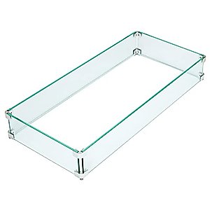 HOMREST Fire Pit Wind Guard Rectangular, 33"x15.35"x4.72" Tempered Glass Flame Guard, Fire Pit Table Wind Guard Fence for Rectangular Outdoor Patio, Clear HD Glass 0.39 Inch Thick