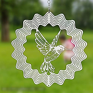 Kinetic Stainless Steel Wind Spinner-3D Hummingbird Indoor Outdoor Garden Decoration Crafts Ornaments Gifts