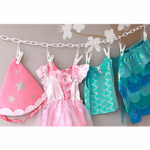 MiniOwls Multipurpose Storage Teddy 8 ft Chain -White Toy Organizer + 20 Clips for Plush Toys Art & Accessories Like Caps Hats Bags (White, Large)