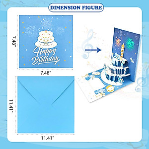 DTESL 40th Musical Birthday Cards with Light and Music, Blowable, 3D Birthday Popup Cards for Men & Women– Plays Hit Song 'HAPPY Birthday' (40th)