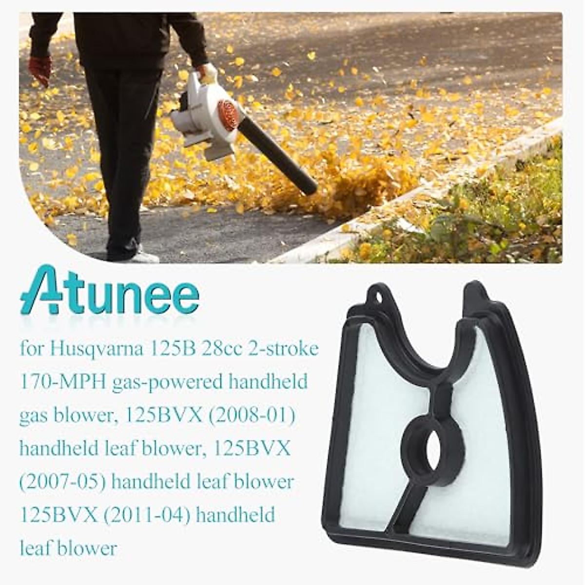 Atunee 545112101 Air Filter for Husqvarna 125B 125BVX 125BX Leaf Blower Compatible with Jonsered B2126 BV2126 Blower