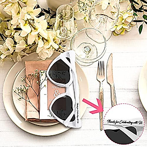 Vabean 50 Pcs Wedding Bridal Sunglasses Party Favors for Guests Bulk Heart Shaped Sunglasses Bachelorette Sunglasses Favors Gift (White)