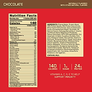 Optimum Nutrition Gold Standard Protein Shake, 24g Protein, Ready to Drink Protein Shake, Gluten Free, Vitamin C for Immune Support, Chocolate, 11 Fl Oz, Pack of 4 (Packaging May Vary)