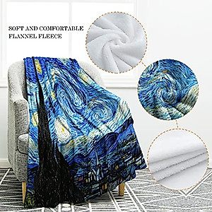 Jekeno Blanket The Starry Night by Vincent Van Gogh - Art Print Throw Blanket Lightweight Soft Cozy for Sofa Chair Bed Office Adults Kids Gift 50"x60"