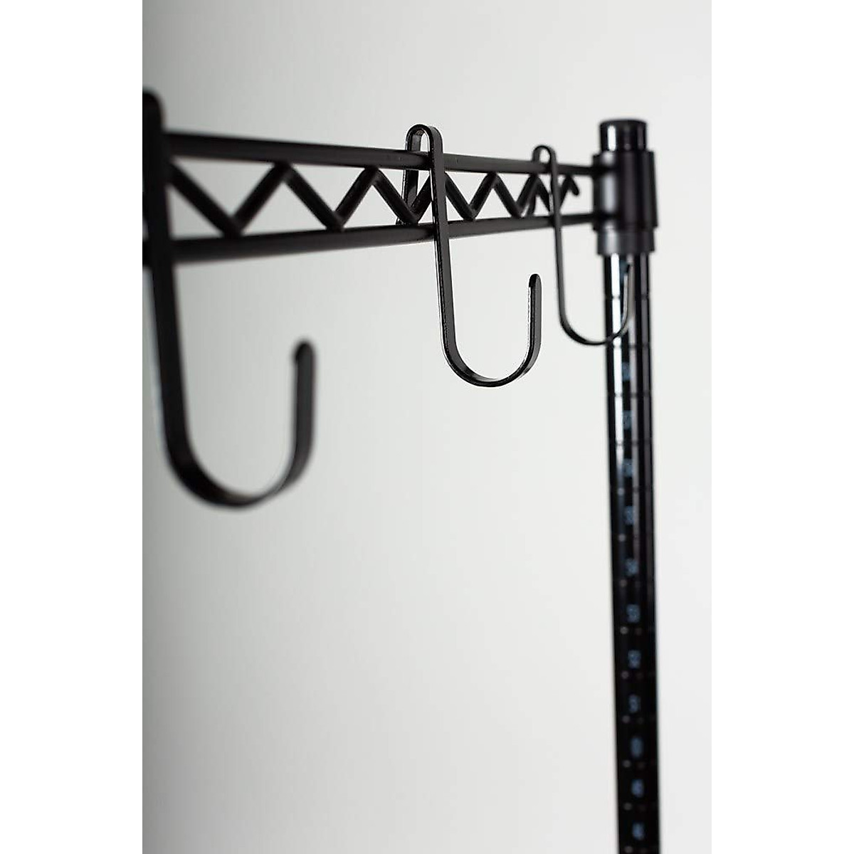 Omega 18" Deep x 42" Wide x 74" High Deluxe Black Bakers Rack with Top Shelf & Butcher Block