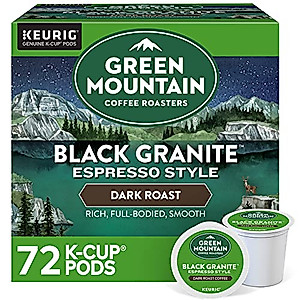 Green Mountain Coffee Roasters Black Granite, Keurig Single Serve K-Cup Pods, Espresso Style Dark Roast, 72 Count