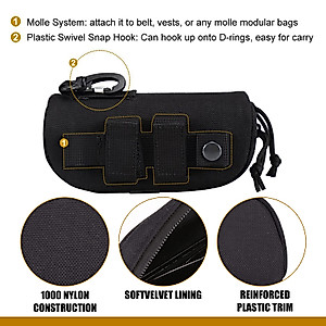 LIVIQILY Tactical MOLLE Glasses Shockproof Protective Box Portable Outdoor Sunglasses Pouch Eyewear Carry Case (Black)