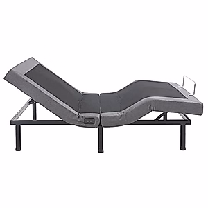 Adjustable Comfort Upholstered Adjustable Bed Base with Massage, Wireless Remote, Three Leg Heights, and USB Ports-Ergonomic, Full, Black