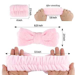 Casoty 6 Pcs Pink Spa Headband Face Wash Headband and Wristband Set, Microfiber Wrist, Skincare Headbands Makeup Headband with Wristband Set, Wrist Wash Bands, Face Wash Wristbands for Washing Face